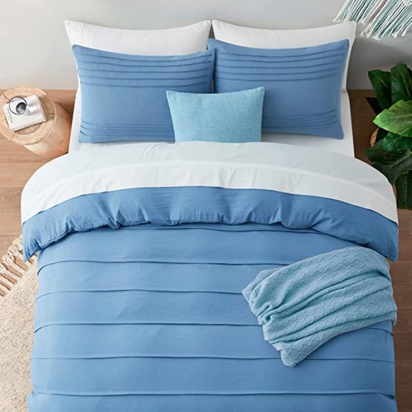 Bedding | Duvet Cover Set Light Blue Soft Breathable Textured | Poshmark